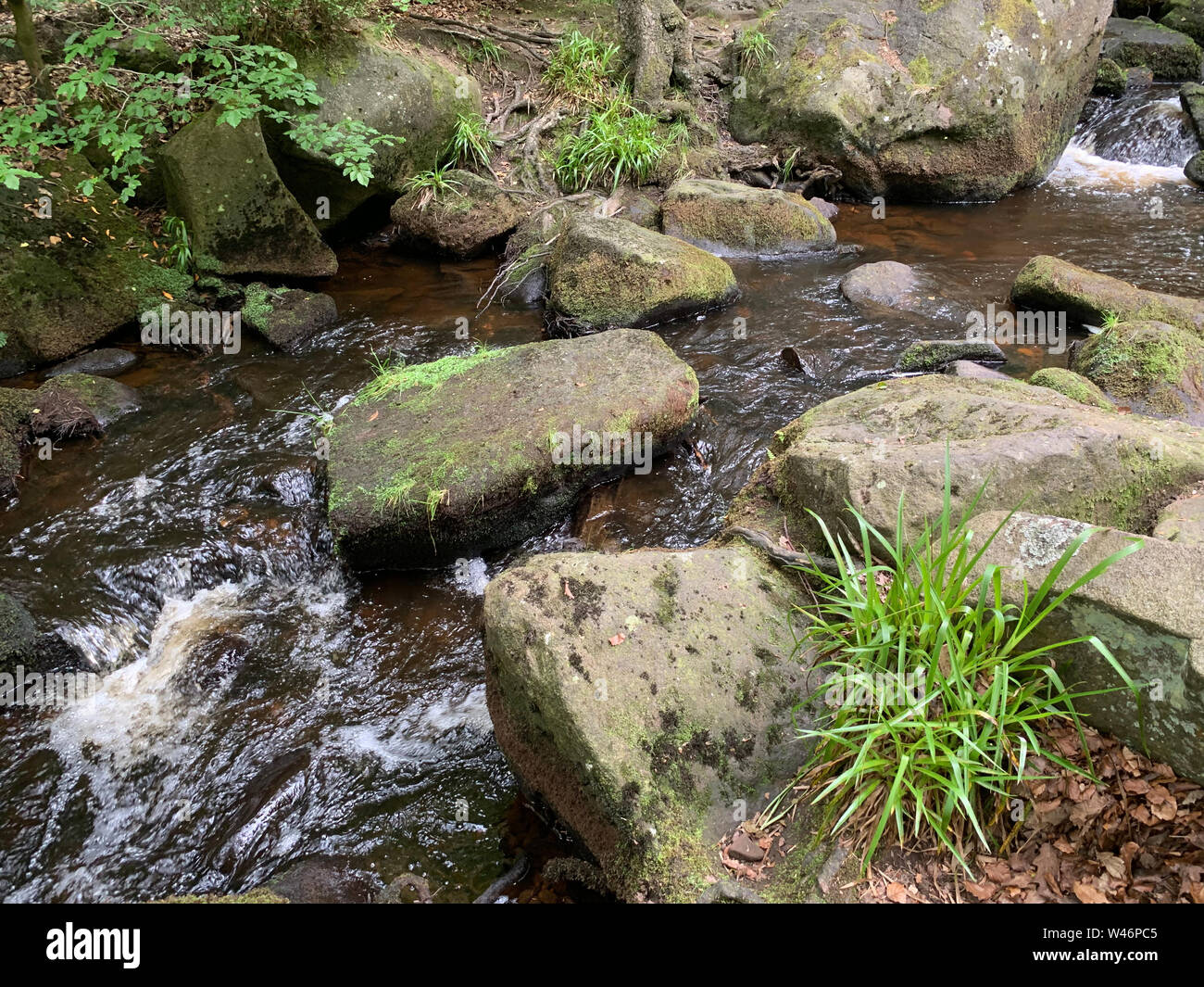 Burbage brook at Padley Gorge in the Peak District National Park in ...