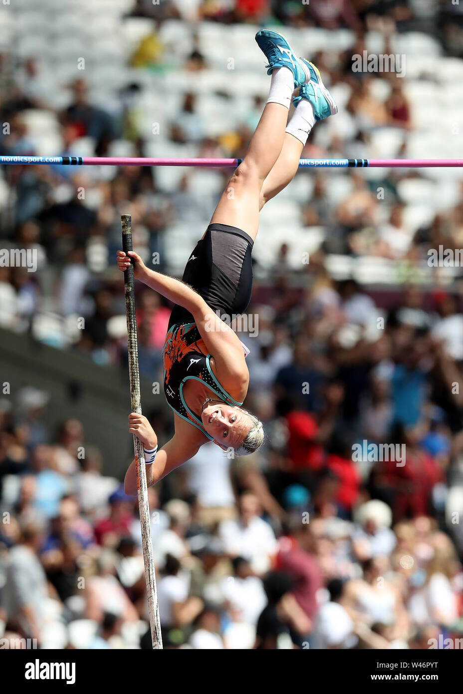 Holly Bradshaw in action in the Women's Pole Vault during day one of ...