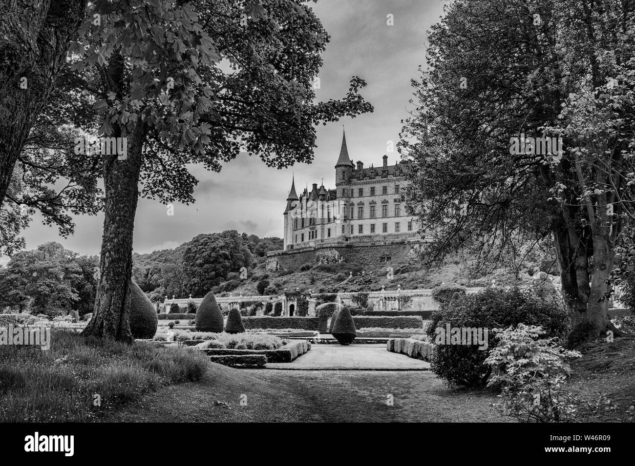 Dunrobin Castle, a stately home in the Scottish Highlands, on the North ...