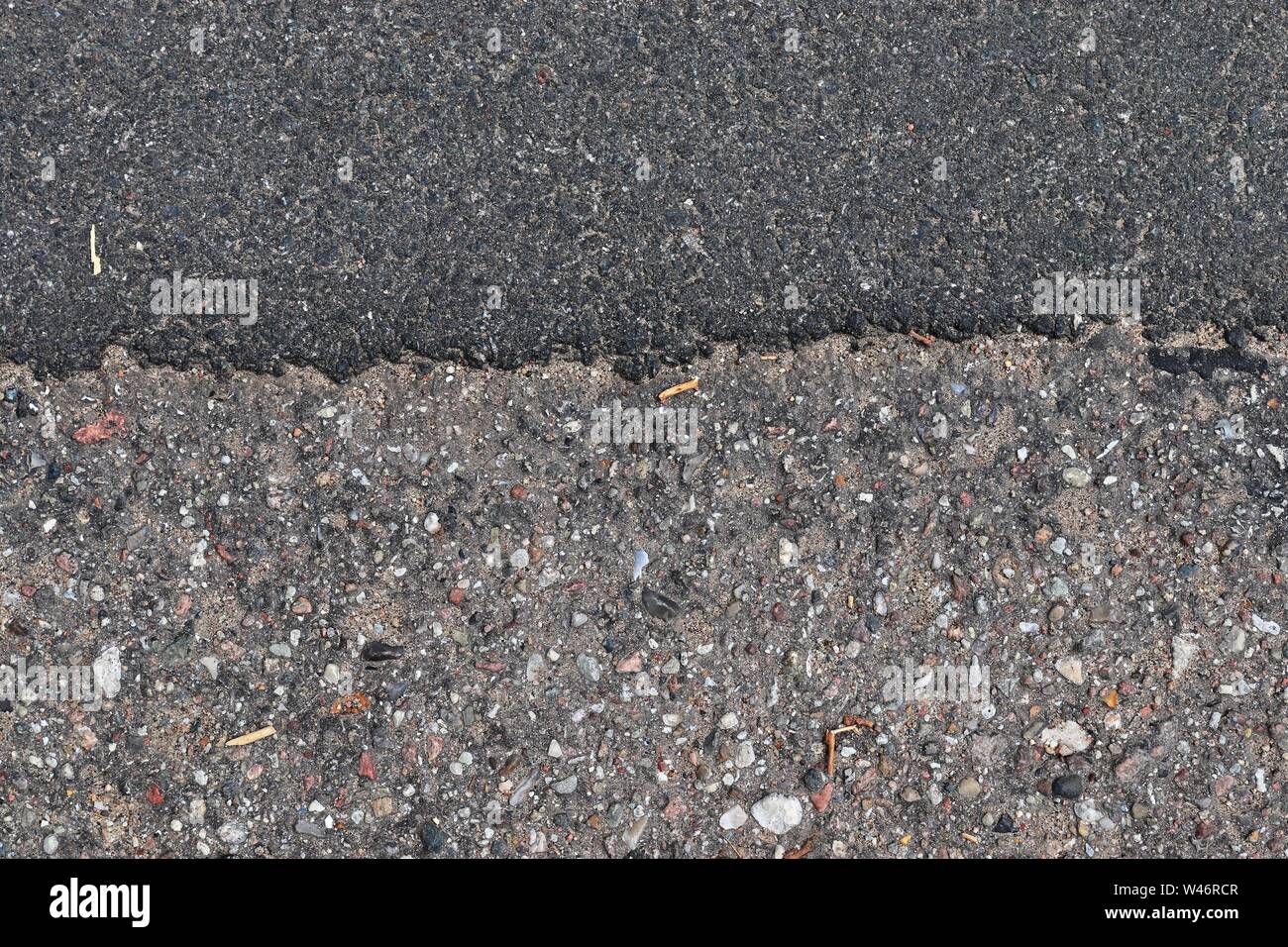 Detailed close up view on asphalt surfaces of different streets and ...