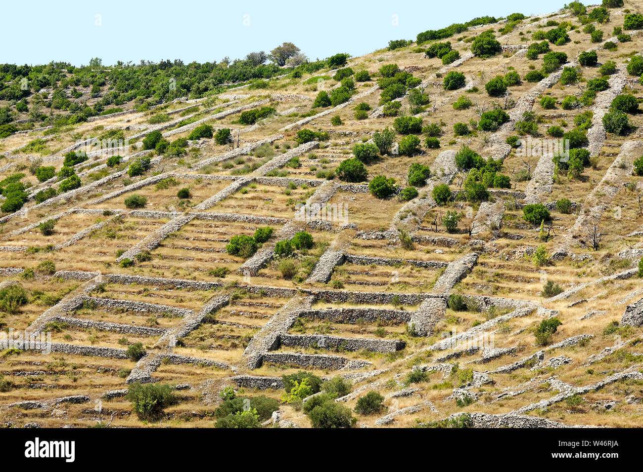 small terraced fields; traditional stone walls; UNESCO site; farmland ...
