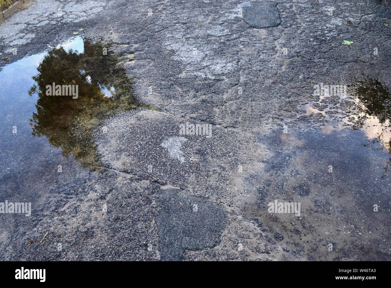 Detailed close up view on asphalt surfaces of different streets and ...
