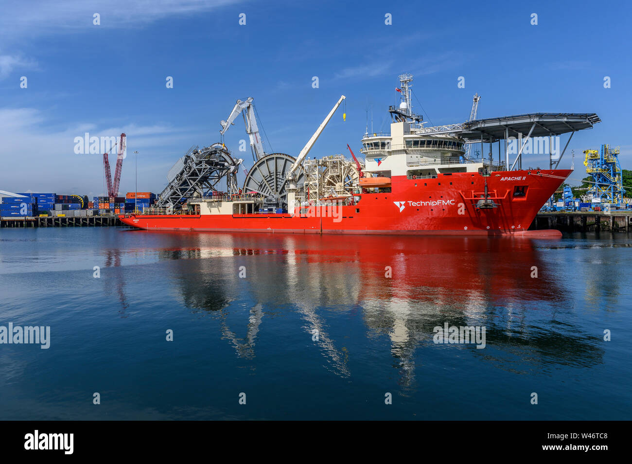 Pipe laying vessel, Apache II, moored at North Blyth, Northumberland ...