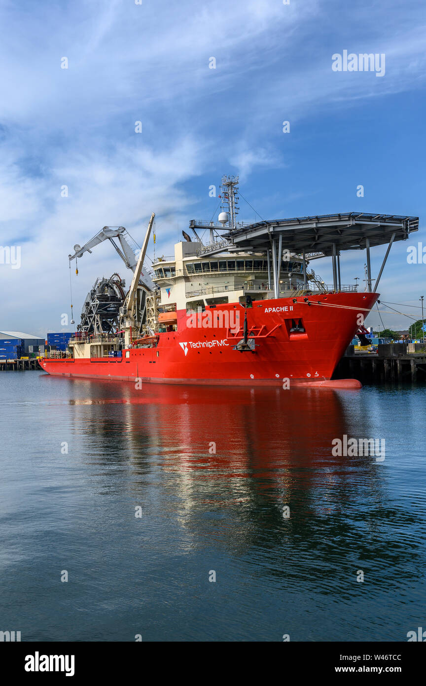 Pipe laying vessel, Apache II, moored at North Blyth, Northumberland ...