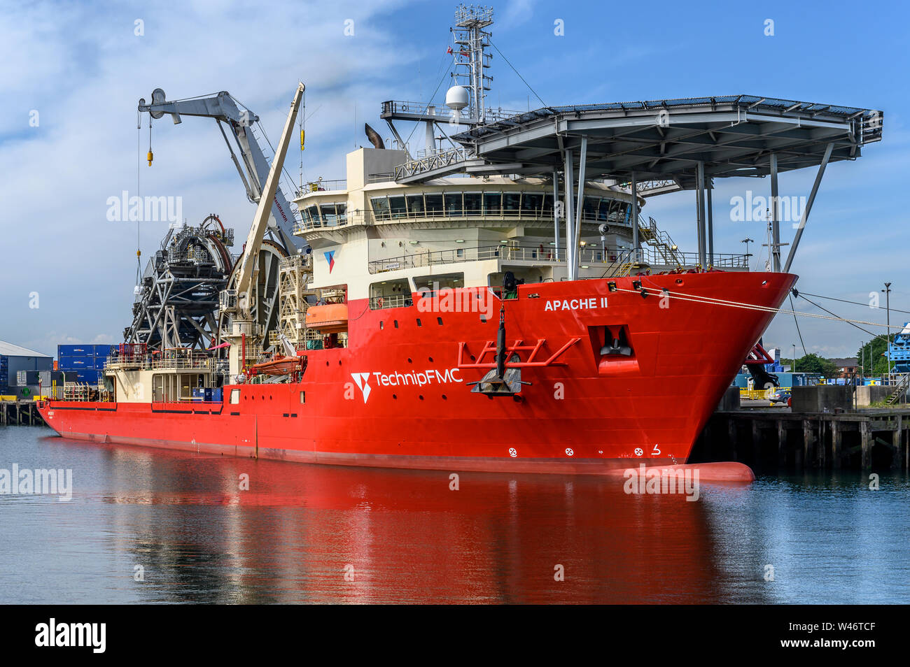 Pipe laying vessel, Apache II, moored at North Blyth, Northumberland ...
