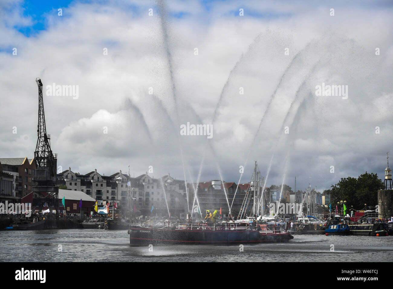 The Pyronaut fires all her water cannons to signify the Bristol Harbour ...