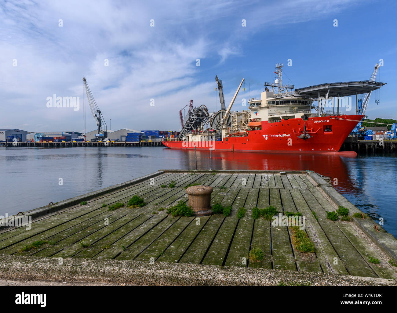 Pipe laying vessel, Apache II, moored at North Blyth, Northumberland ...