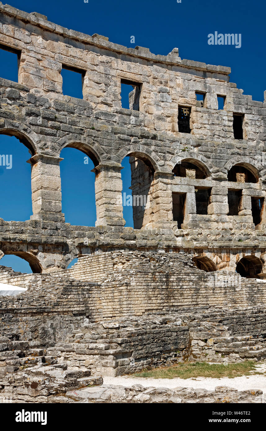 ancient Roman Amphitheater; Arena; 1st century A.D.; exterior stone ...
