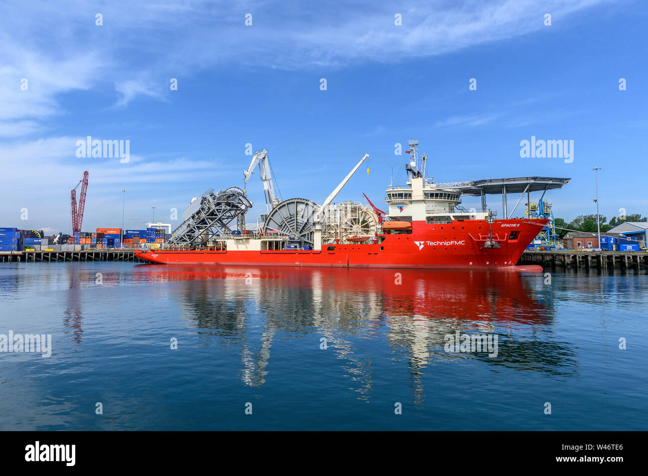 Pipe laying vessel, Apache II, moored at North Blyth, Northumberland ...