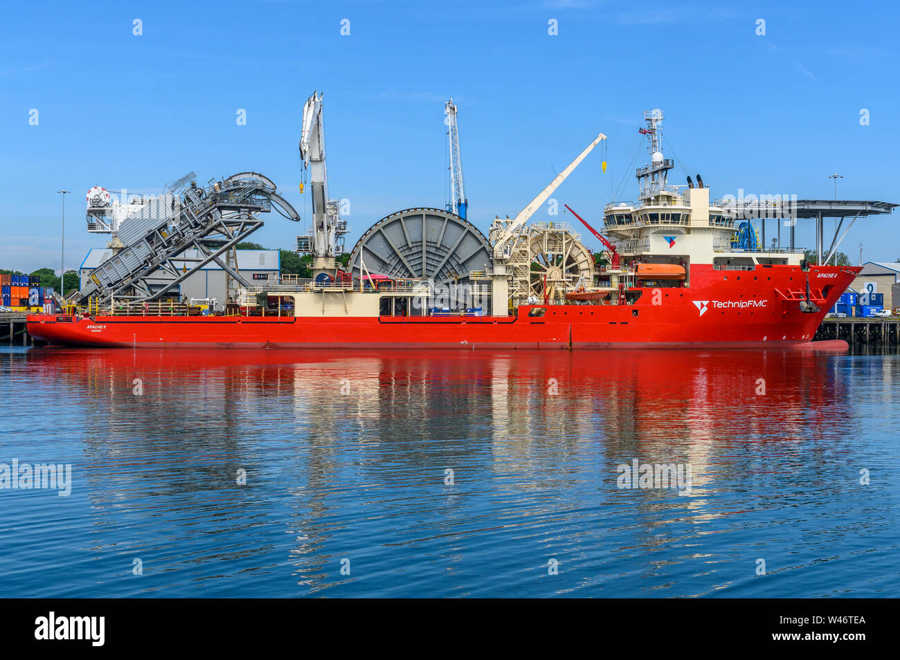 Pipe laying vessel, Apache II, moored at North Blyth, Northumberland ...