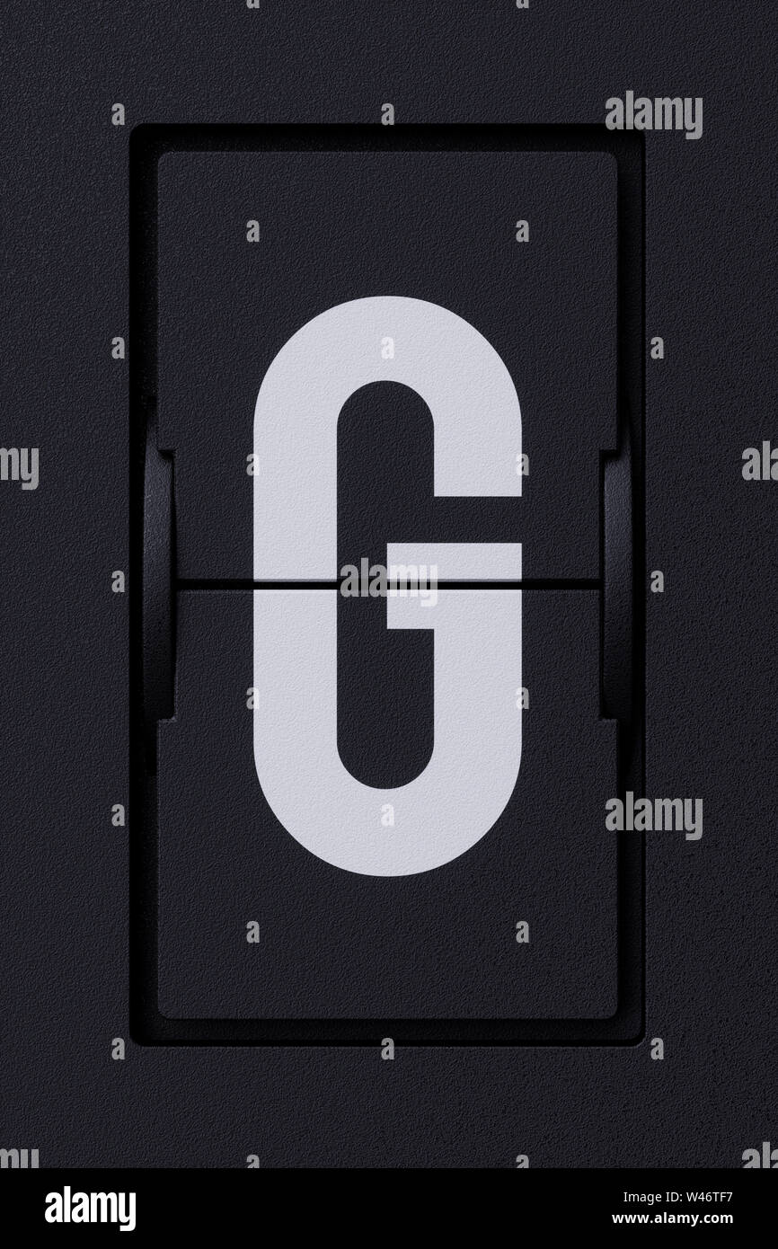 Airport mechanical flip board panel font. Front view white ABC capital ...