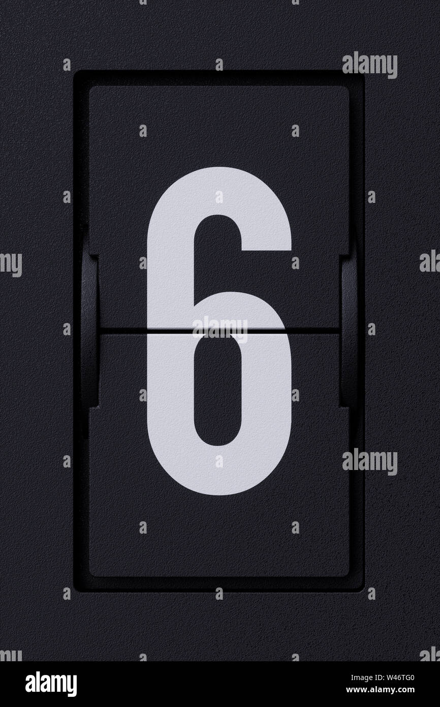 Airport mechanical flip board panel digits font. Front view white ...