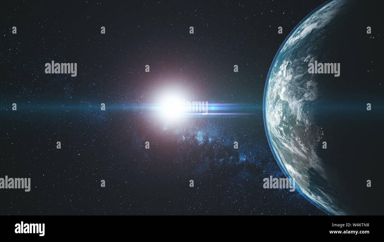 Planet Earth Circle Round Flare Sun Beam Glow. Starry Galaxy Celestial ...