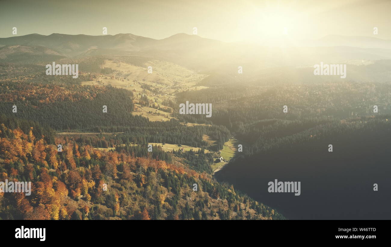 Highland Slope Surface Soft Sunlight Aerial View. Majestic Wildlife ...