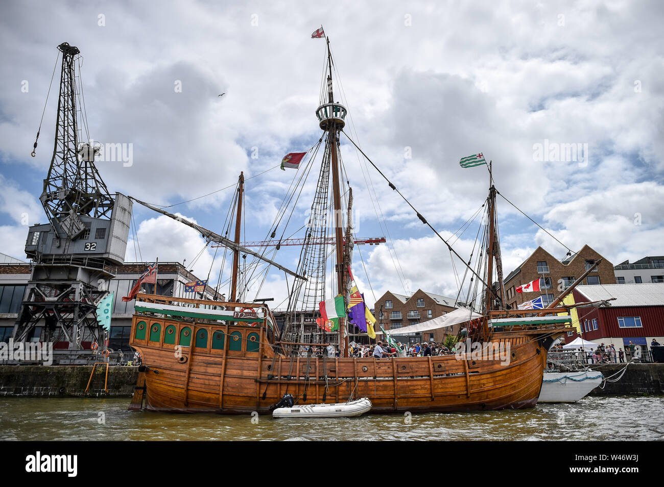 The SS Matthew is moored on the dockside at the Bristol Harbour ...