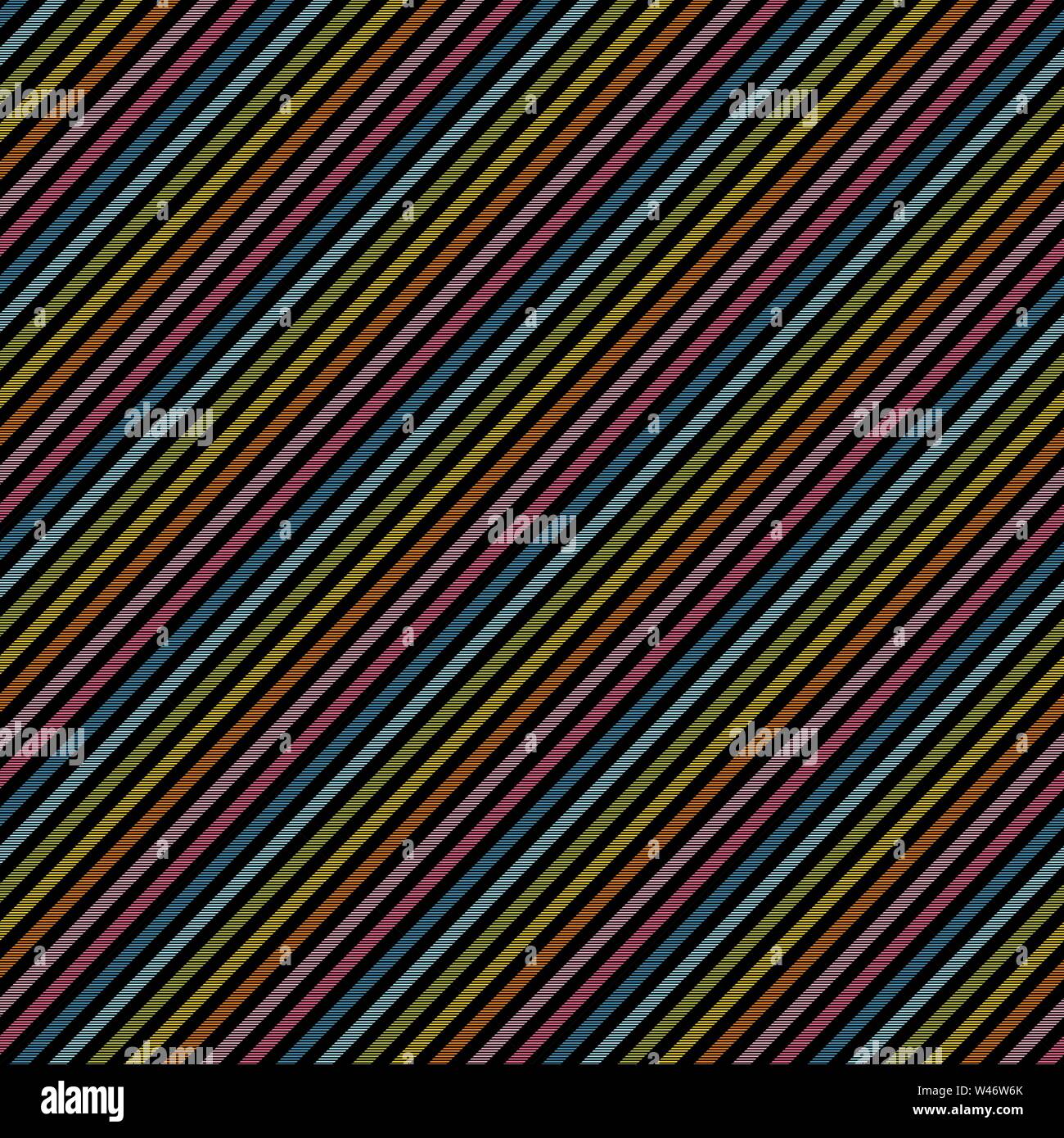Rainbow lines on black background seamless texture. Vector illustration ...