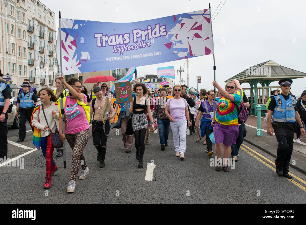 Brighton, East Sussex, 20th July 2019. Trans Pride march from the ...