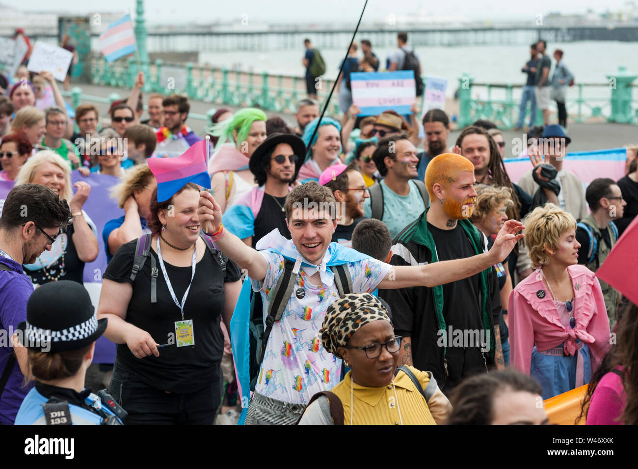 Brighton, East Sussex, 20th July 2019. Trans Pride march from the ...