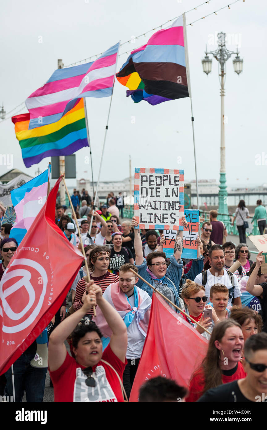 Brighton, East Sussex, 20th July 2019. Trans Pride march from the ...