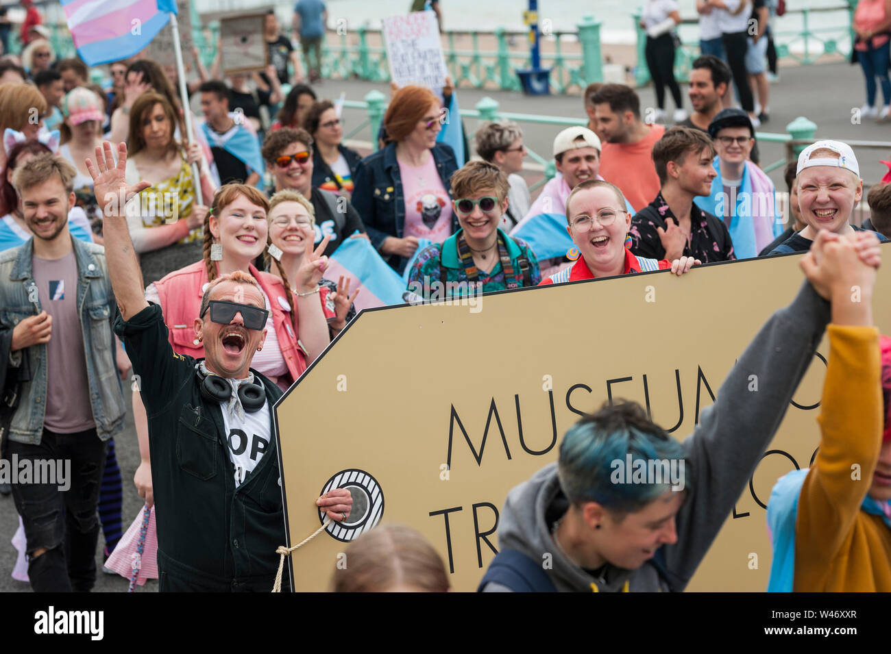 Brighton, East Sussex, 20th July 2019. Trans Pride march from the ...