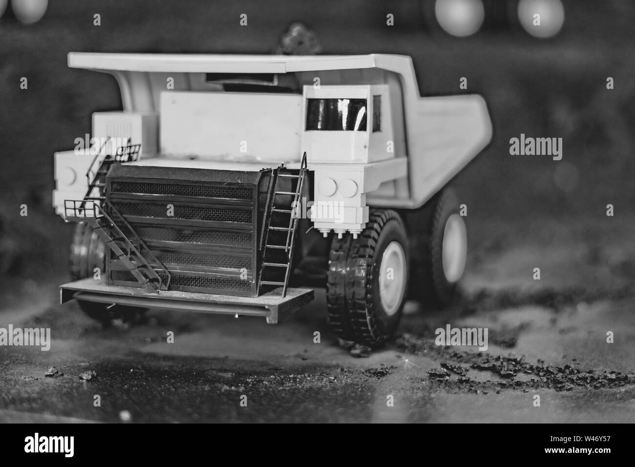 toy truck in the scenery of coal mining at the exhibition Stock Photo ...