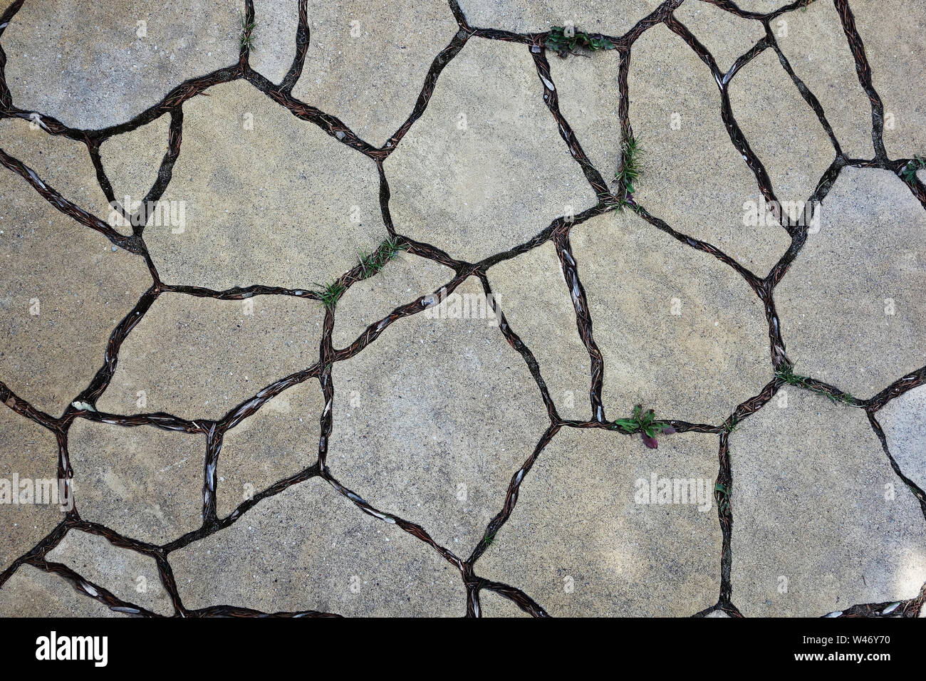 rustic cracked concrete block pavement background Stock Photo - Alamy