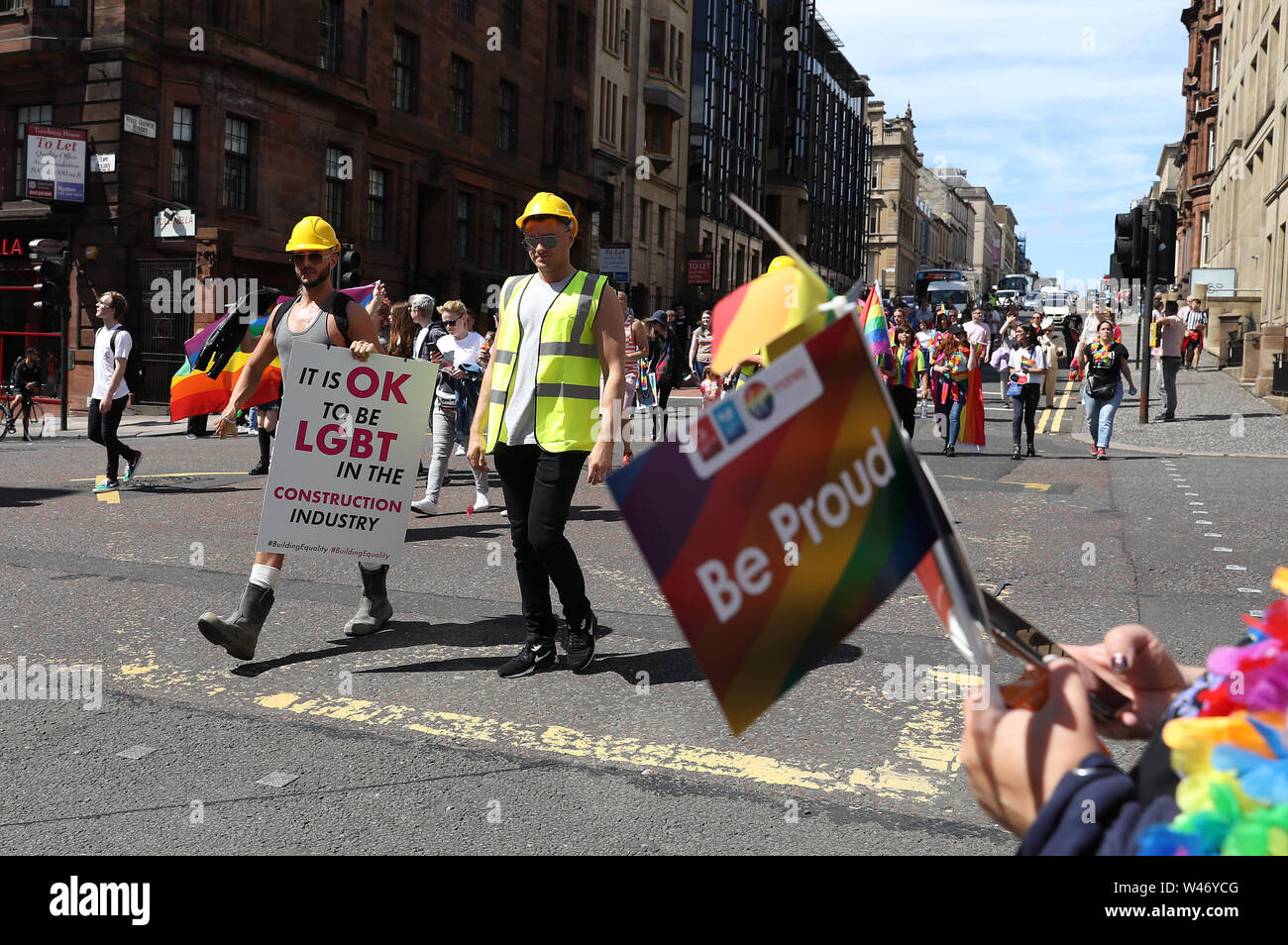 The LGBT community marching from Kelvingrove Park to George Square as ...
