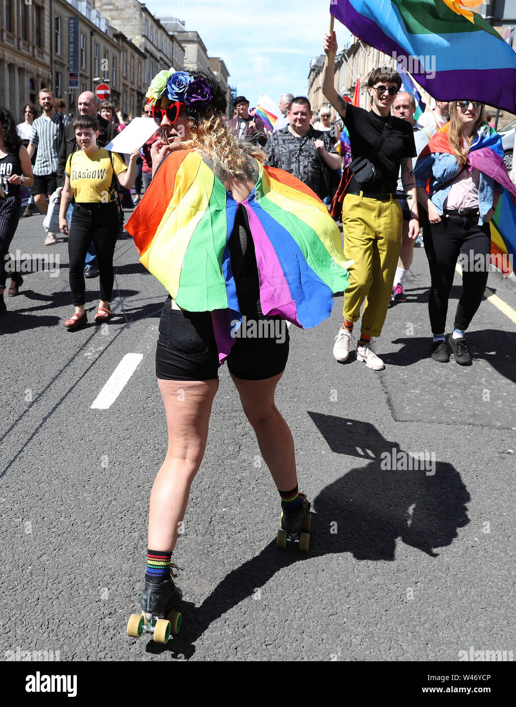 The LGBT community marching from Kelvingrove Park to George Square as ...