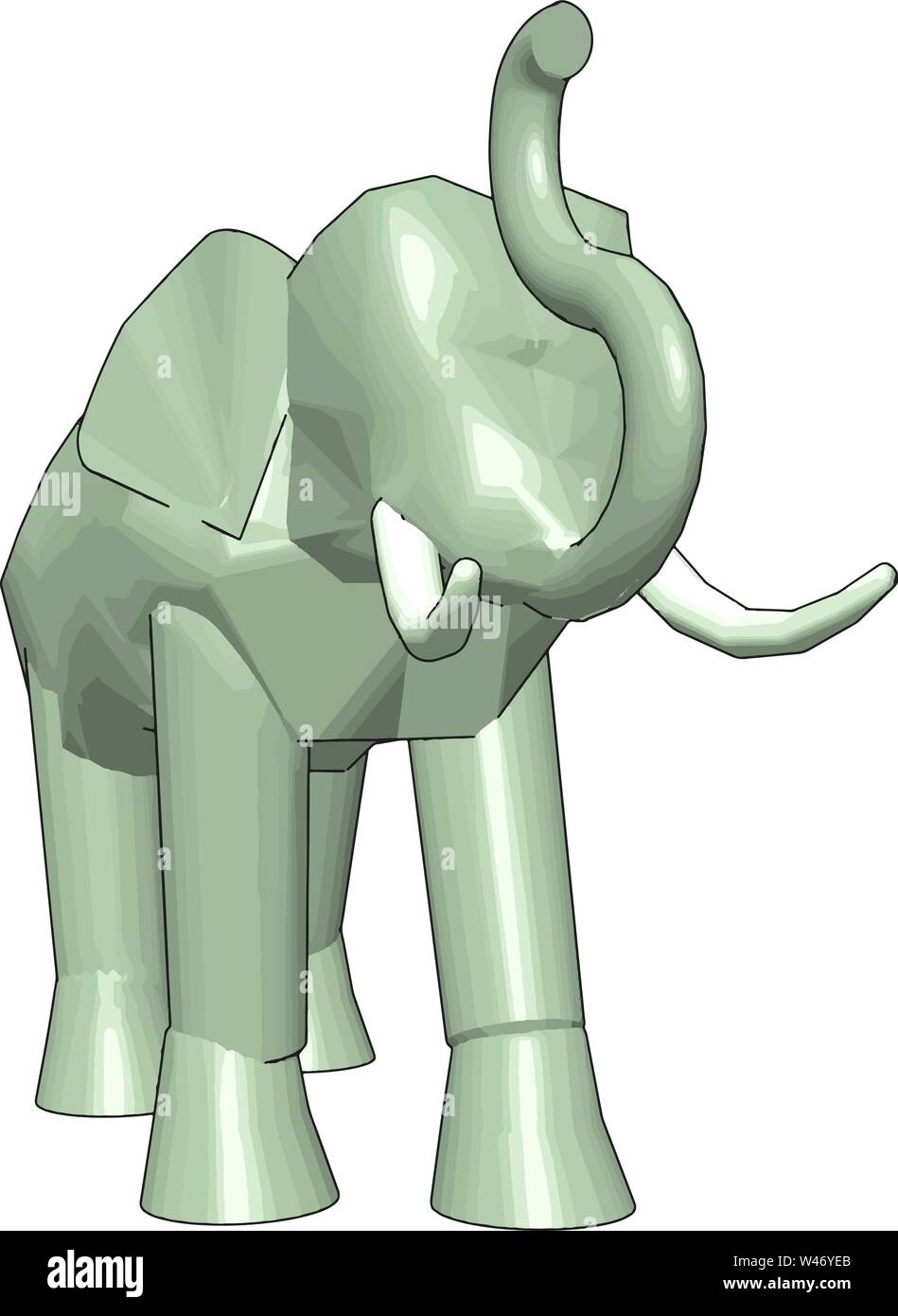 3D model of elephant, illustration, vector on white background Stock ...
