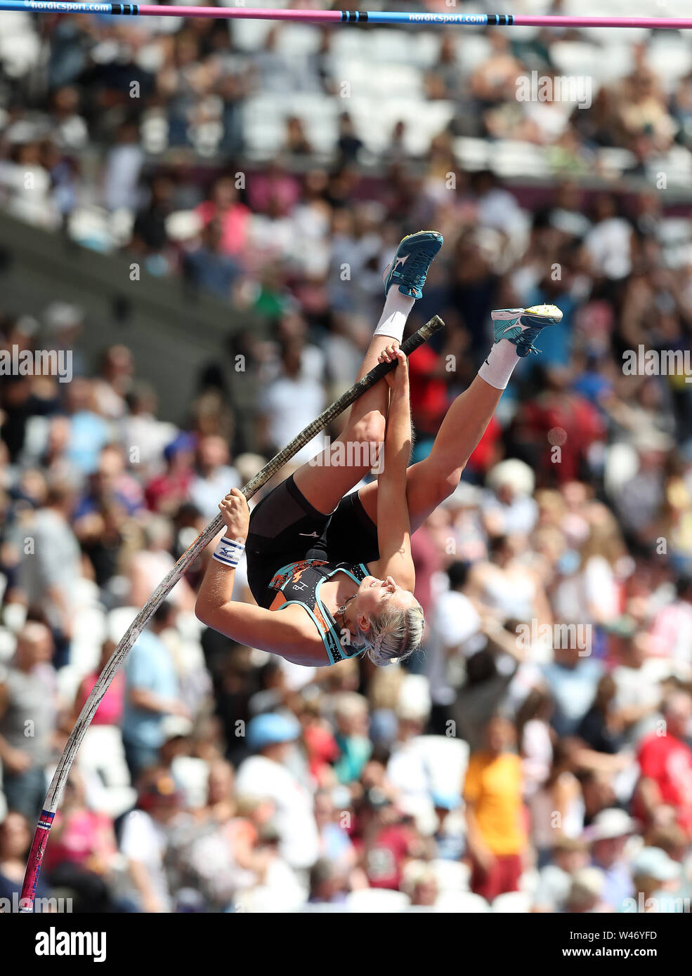 Holly Bradshaw in action in the Women's Pole Vault during day one of ...
