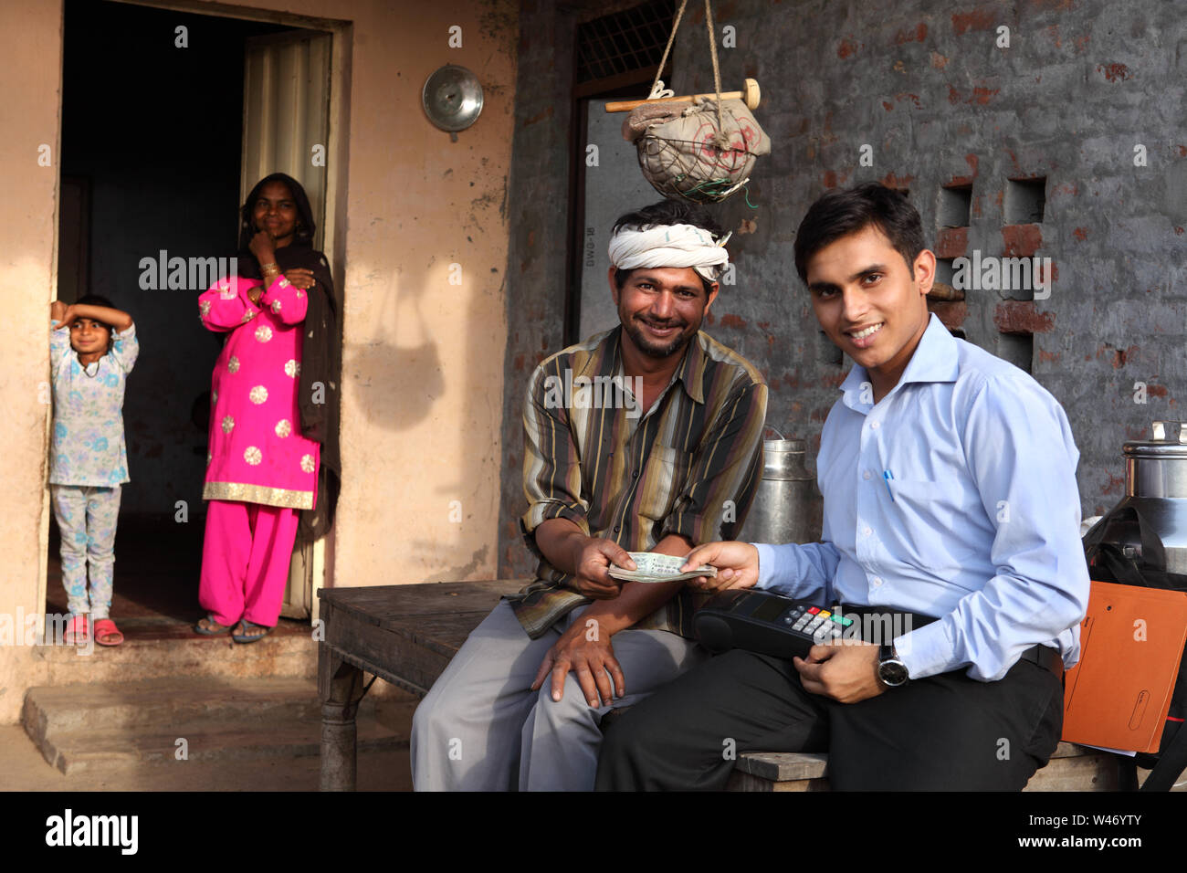 Executive banking with money transfer machine Stock Photo - Alamy