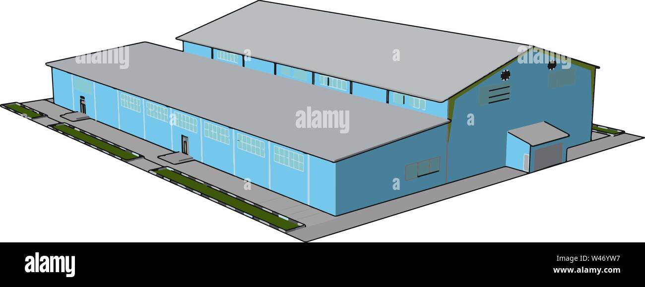 Blue building, illustration, vector on white background Stock Vector ...