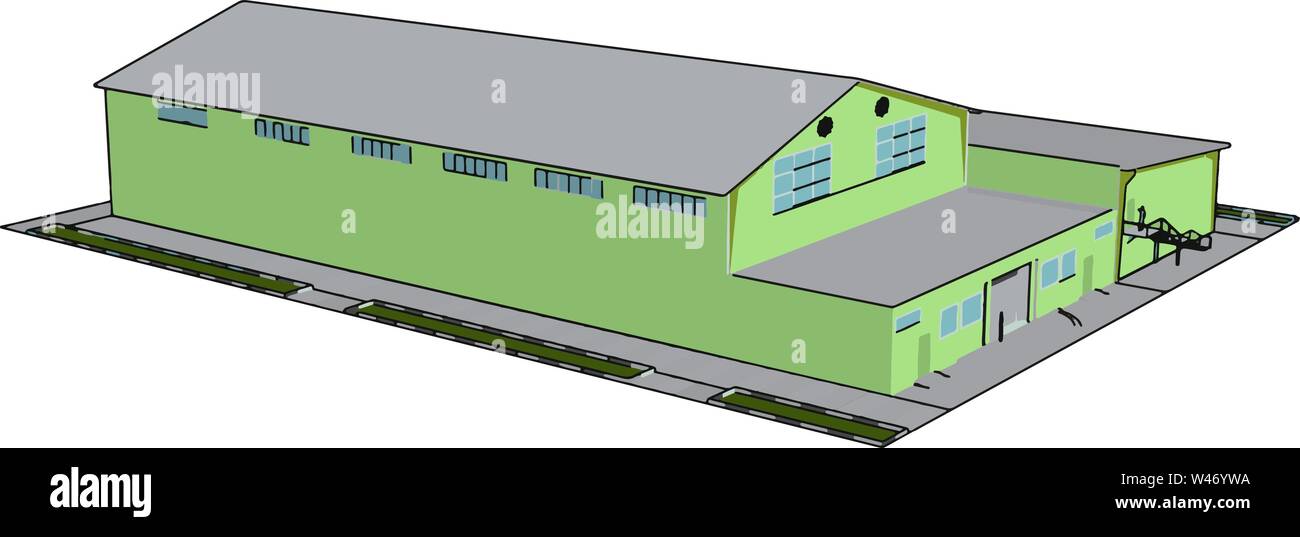 Green building, illustration, vector on white background Stock Vector ...