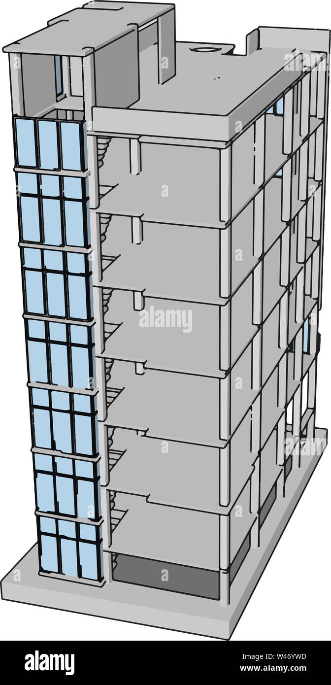 Unfinished building, illustration, vector on white background Stock ...