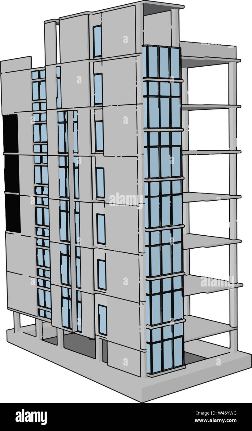 Unfinished building, illustration, vector on white background Stock ...