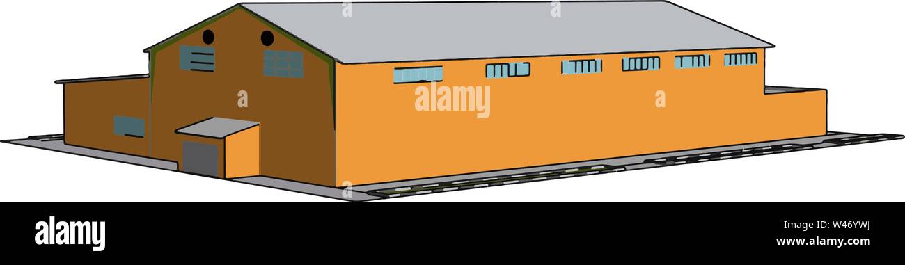 Orange building, illustration, vector on white background Stock Vector ...
