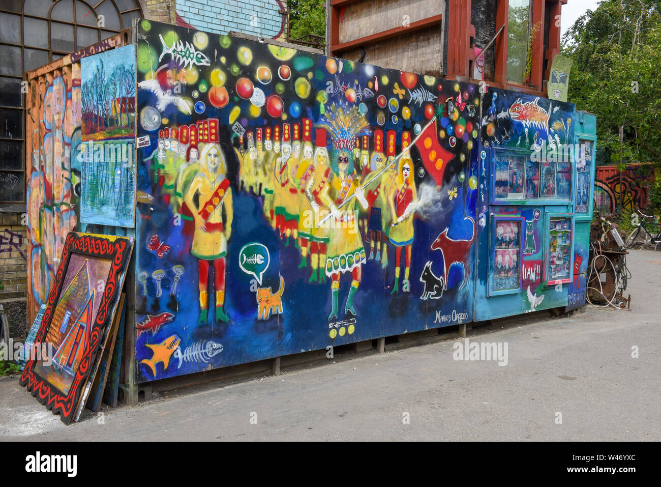 Copenhagen, Denmark - 24 June 2018: Christiania alternative community ...