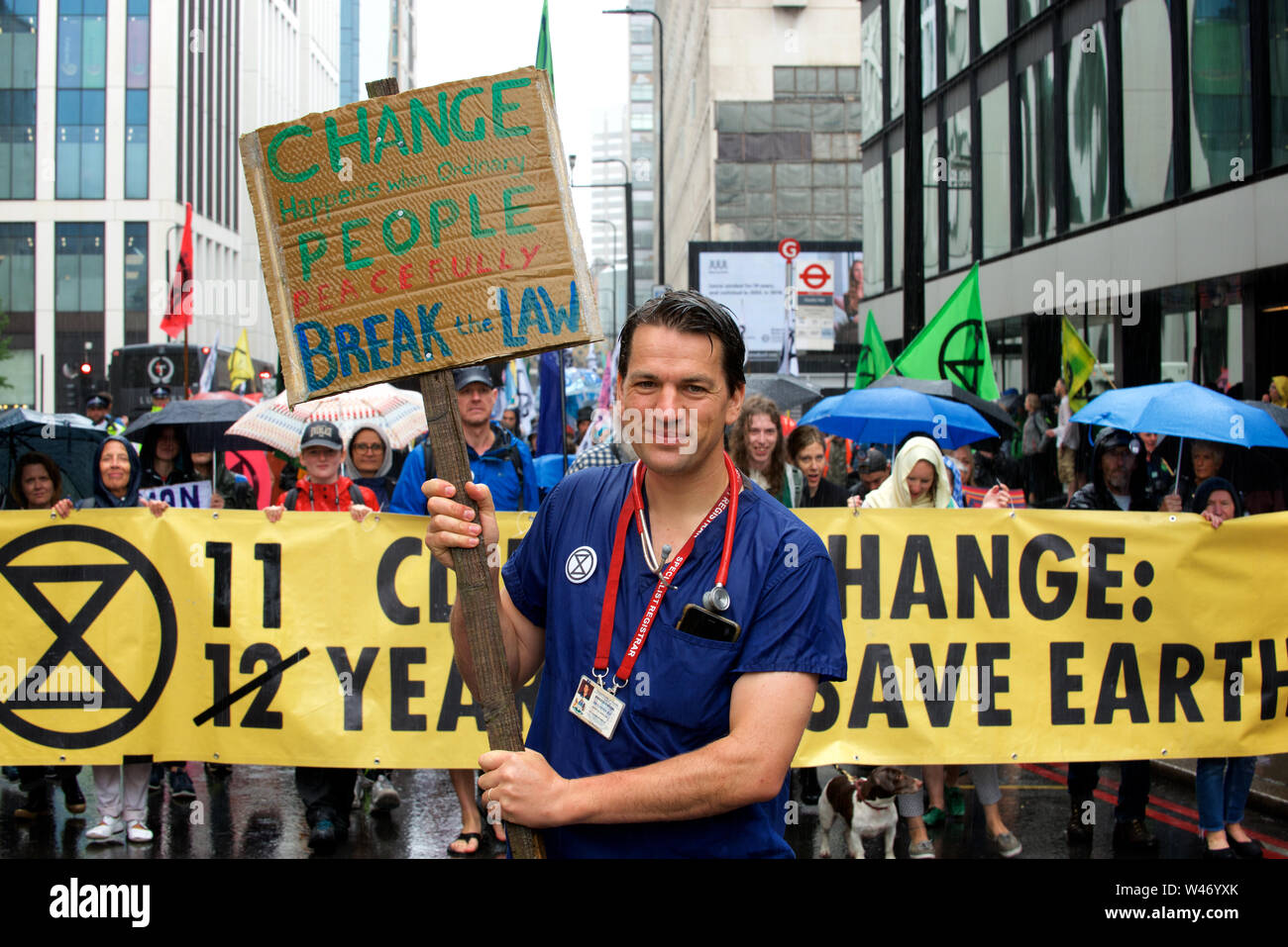 Extinction Rebellion protest march from Waterloo Millennium Gardens to ...