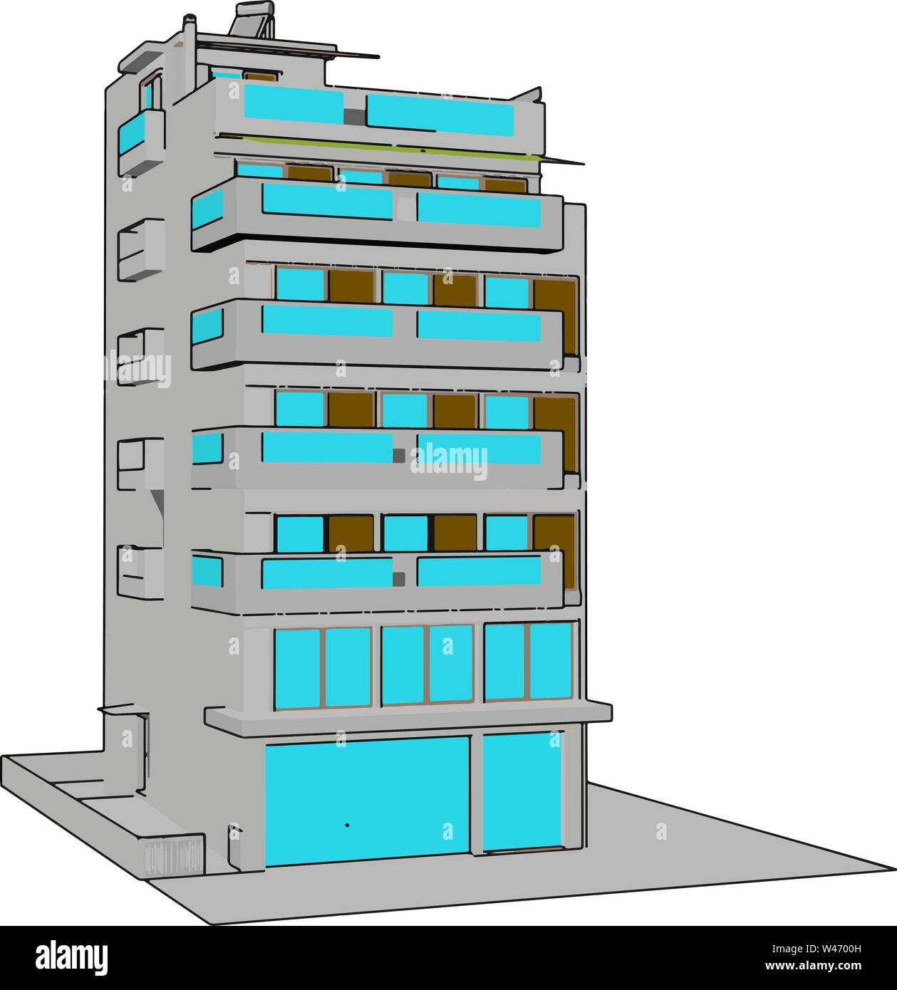 Residential building, illustration, vector on white background Stock ...