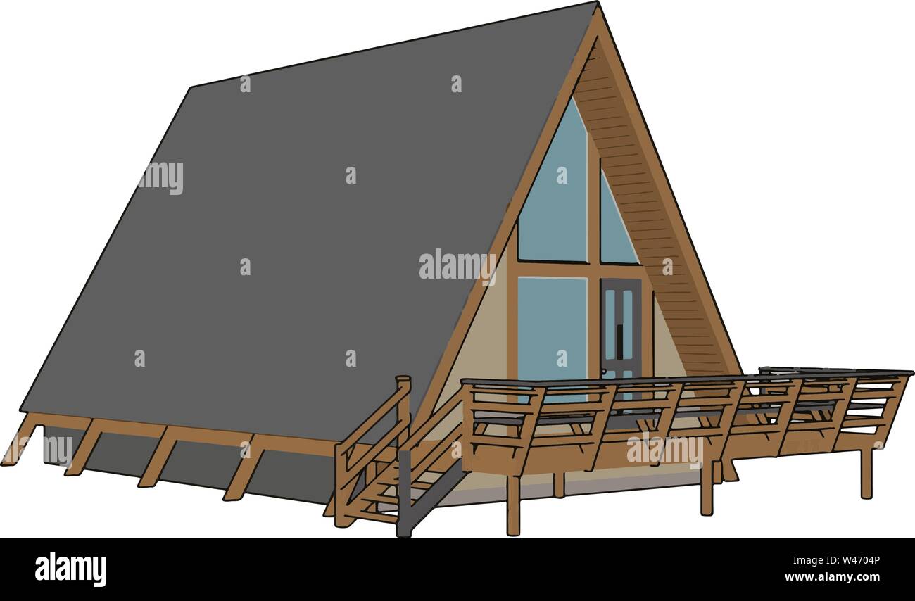 Wooden house, illustration, vector on white background Stock Vector ...
