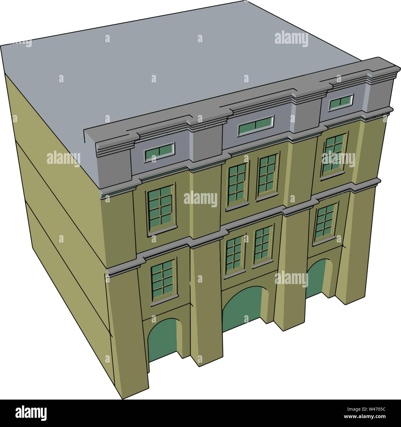 Yellow building, illustration, vector on white background Stock Vector ...