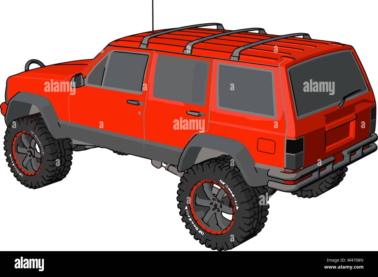 Red off road vehicle, illustration, vector on white background Stock ...