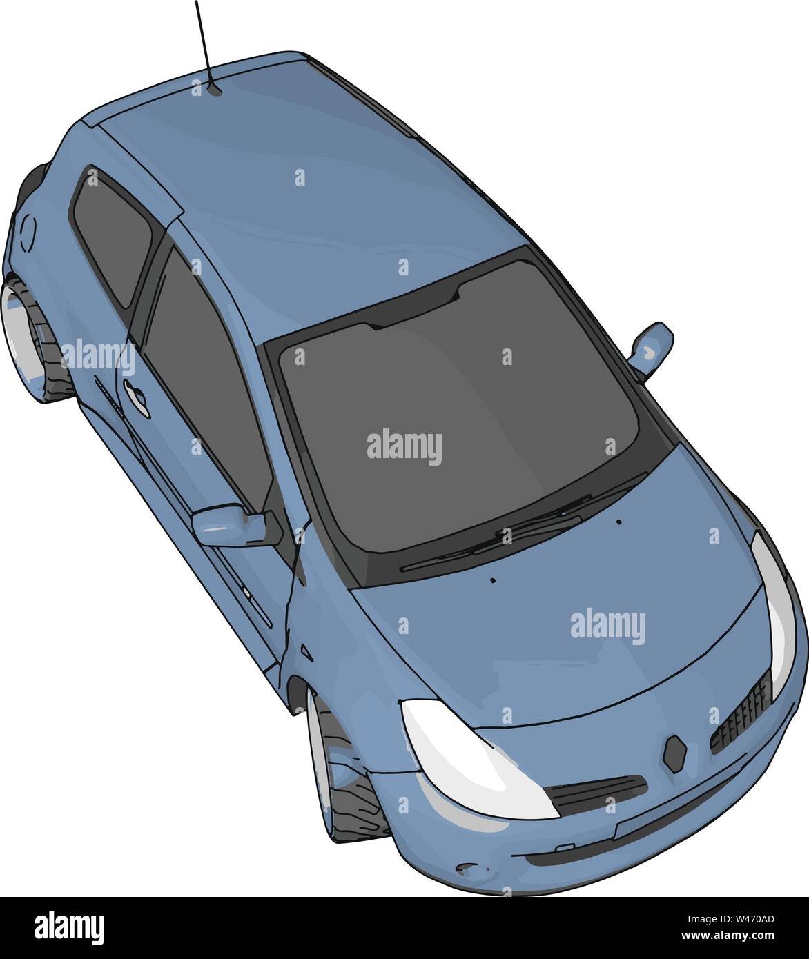 Blue renault clio, illustration, vector on white background Stock ...