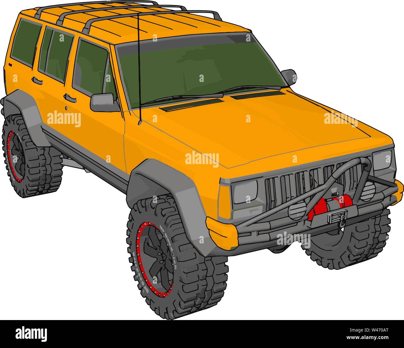 Yellow jeep cherokee, illustration, vector on white background Stock ...