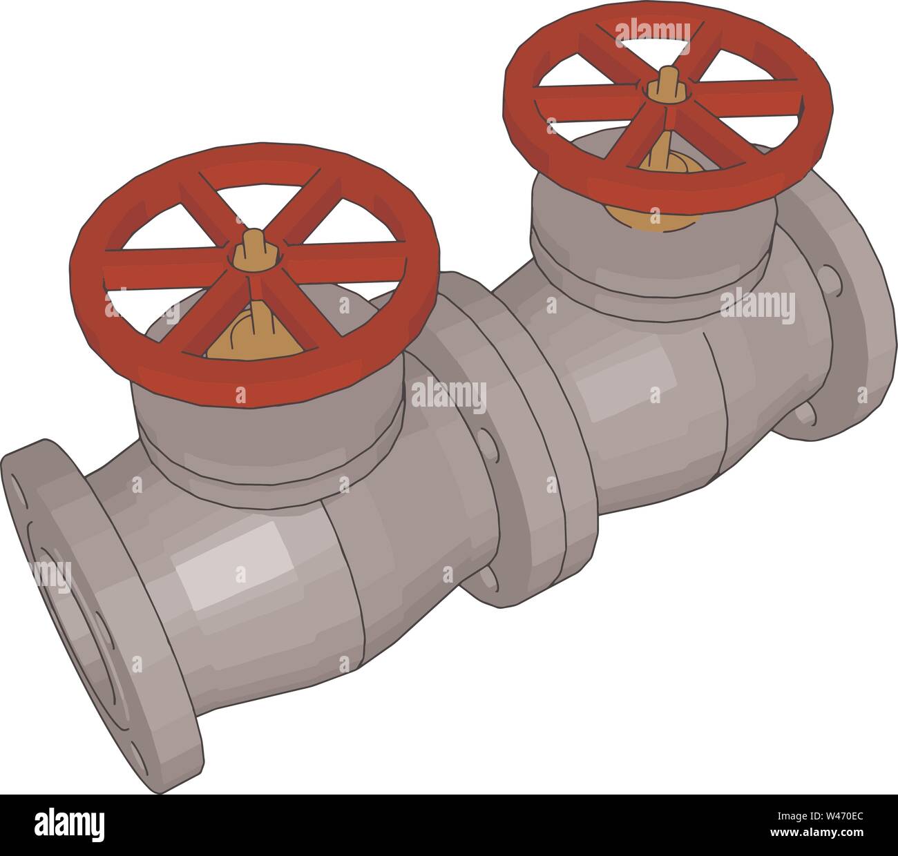 Double red ball valve, illustration, vector on white background ...