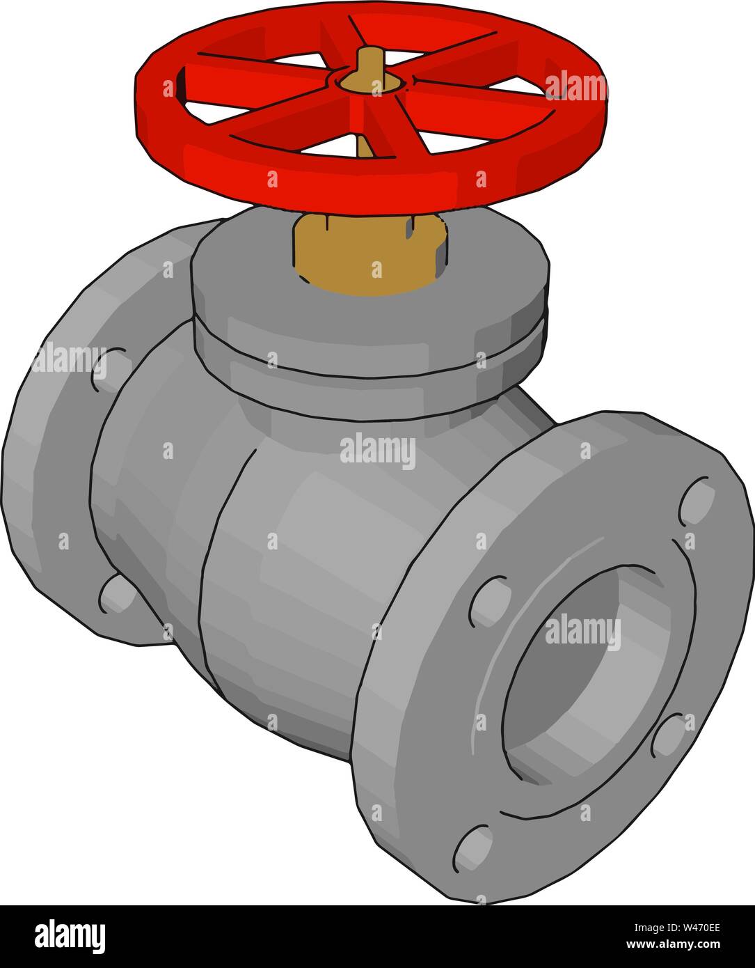 Red ball valve, illustration, vector on white background Stock Vector ...