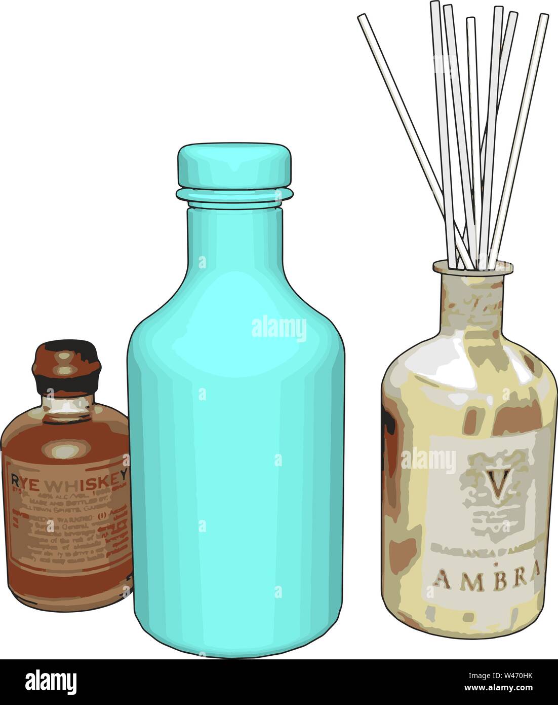 Glass bottle with straws, illustration, vector on white background ...