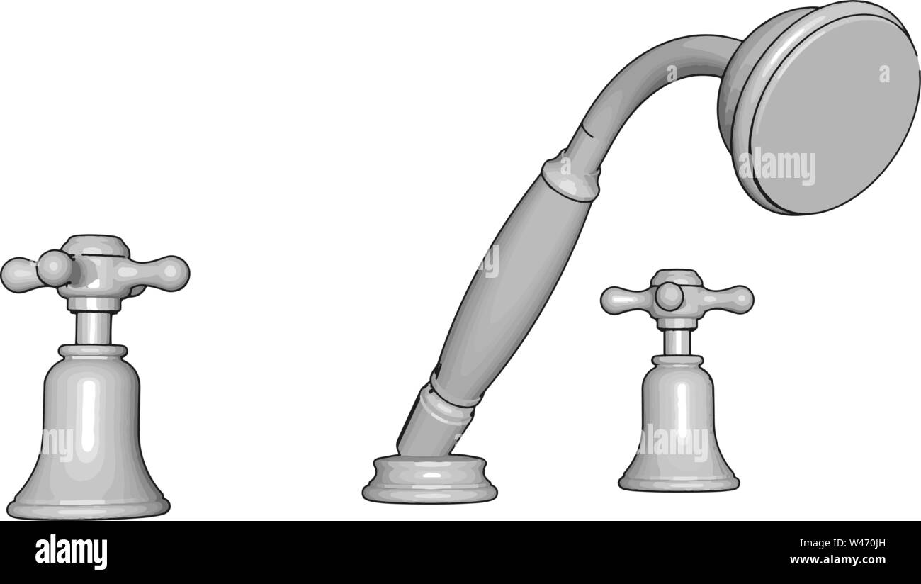 Model of brass water tap, illustration, vector on white background ...
