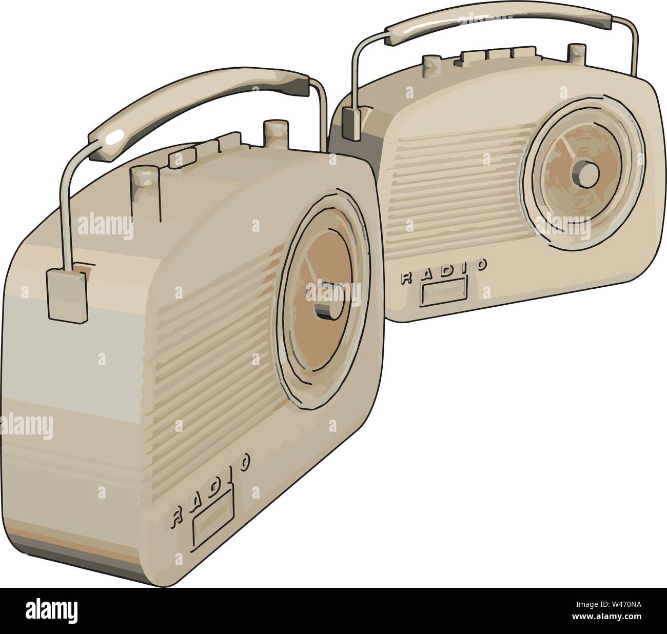 Retro old radio, illustration, vector on white background Stock Vector ...