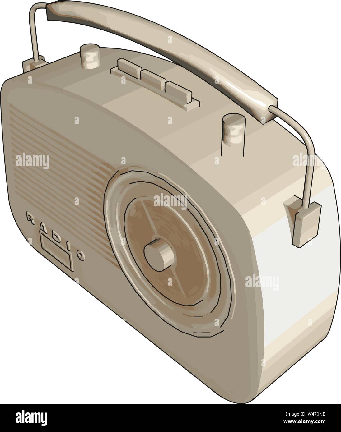 Retro old radio, illustration, vector on white background Stock Vector ...